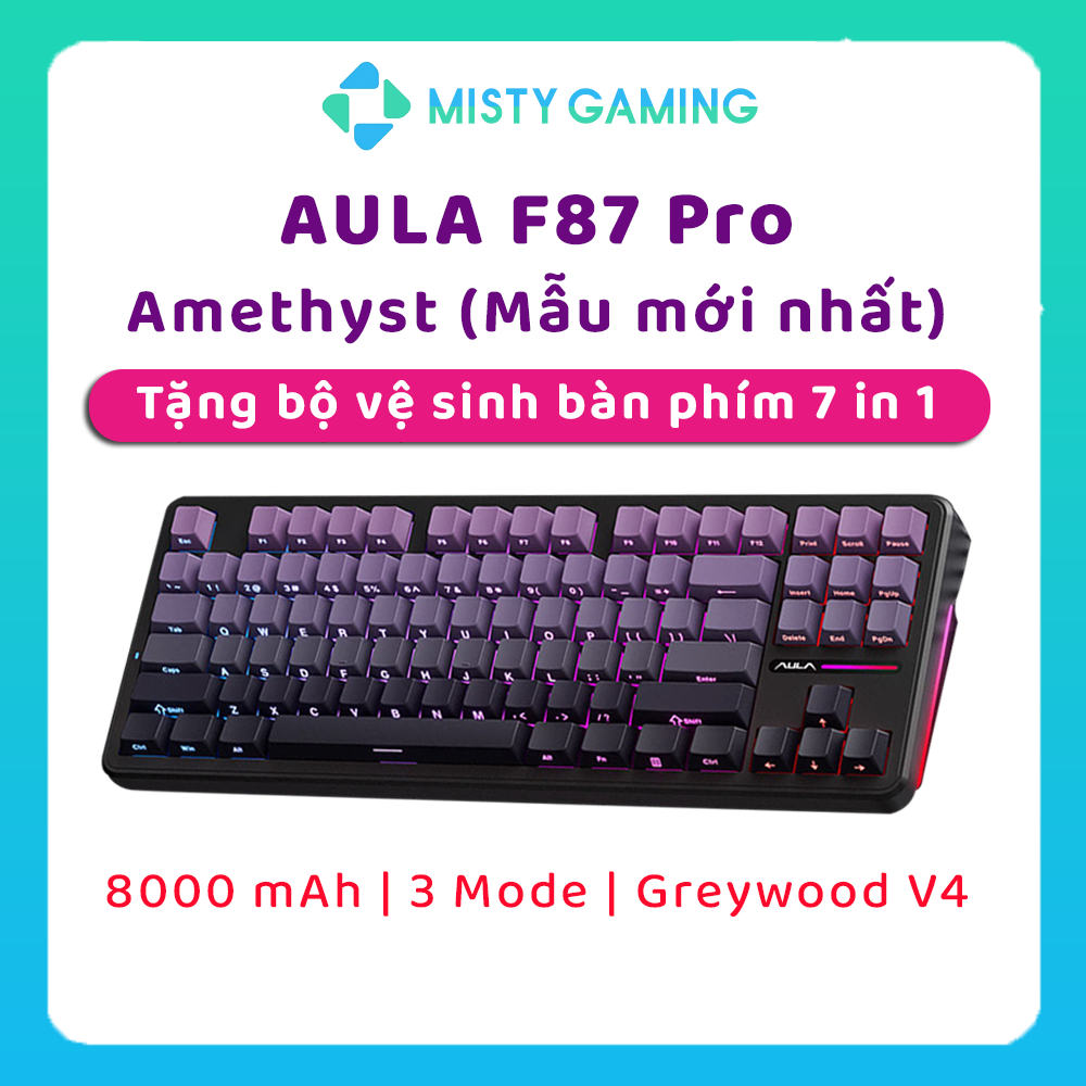 [[Quà Tặng bộ vs bàn phím 7 in 1]] Bàn phím cơ AULA F87PRO mạch xuôi 3 Mode - Full key ...