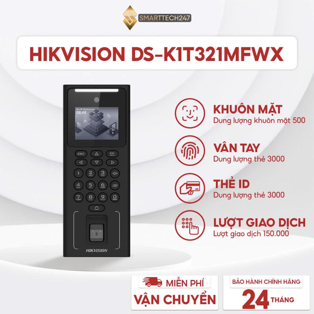 Máy chấm công khuôn mặt Hikvision SH-K1T9321MFWX (DS-K1T321MFWX) | Shopee Việt Nam