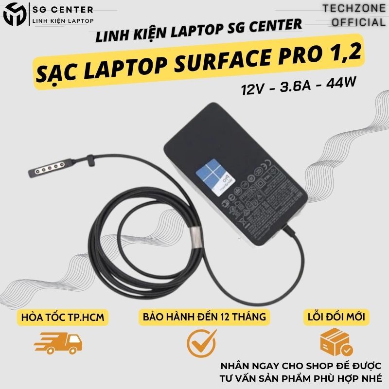Sạc Microsoft Surface Pro 1 2, Sạc Microsoft Surface RT RT2 12V - 3.6A, Sạc Laptop, Bảo Hành 12 ...