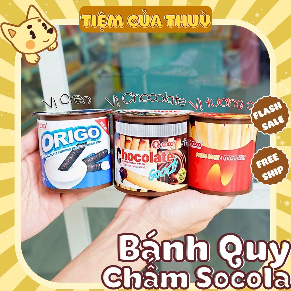 Bánh Que Chấm Coco Socola / Sữa / Cà Chua, Bánh Quy Chấm Socola Thái ...