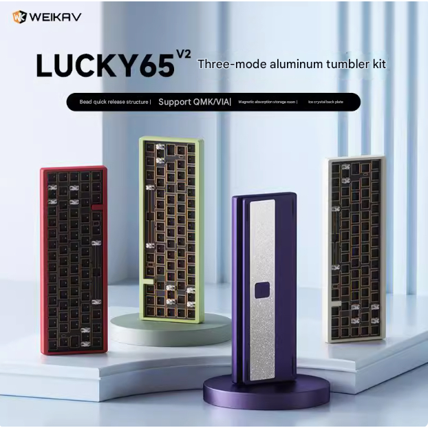 (sẵn tùy màu) Kit Bàn Phím Cơ Custom LUCKY65 V2 - Nhôm CNC - Tạ đáy - 3 ...