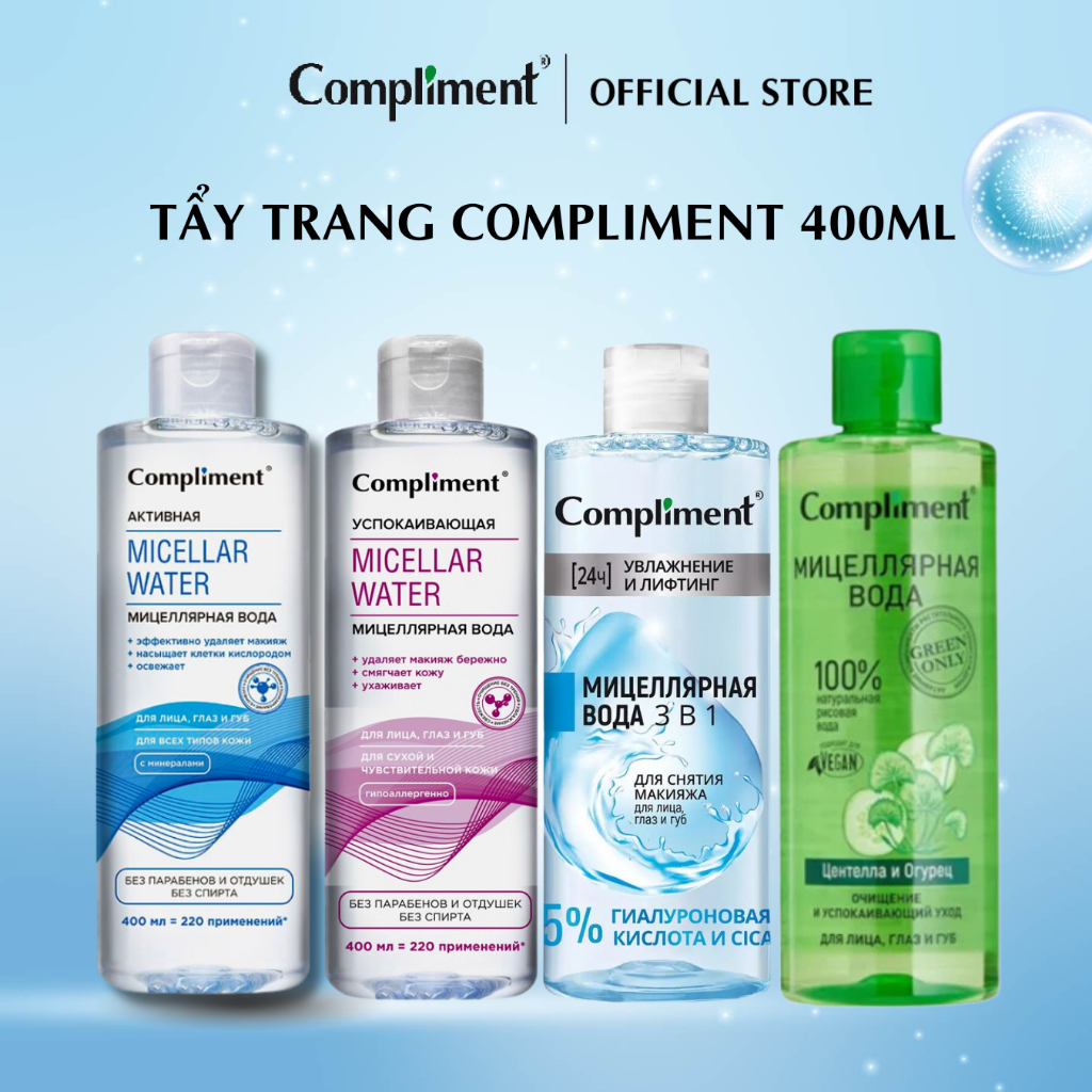 Nước Tẩy Trang Compliment Micella Water giúp loại bỏ bụi bẩn, làm sạch ...