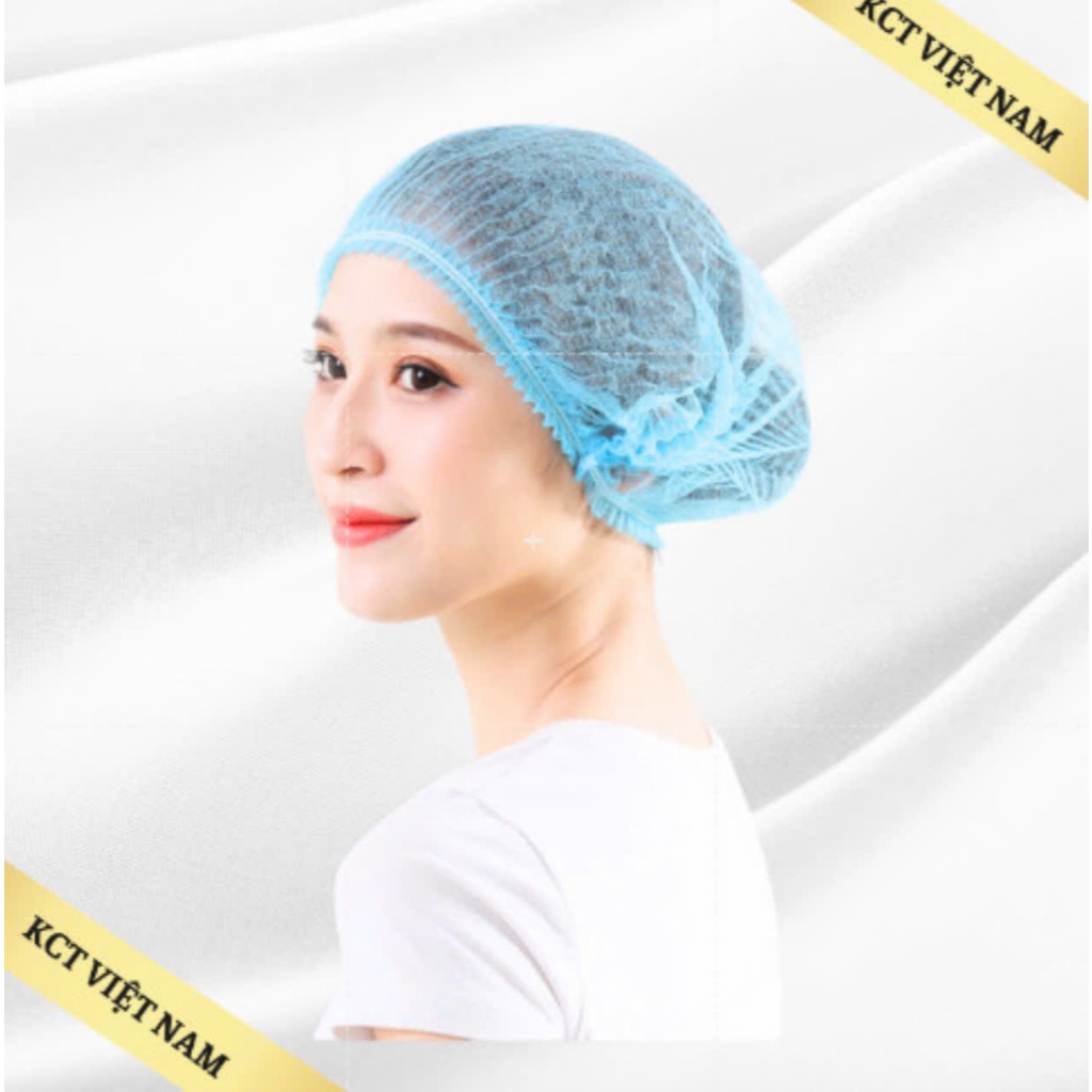 Mũ chùm đầu y tế nón con sâu chùm đầu mũ y tế KCT (100 cái/ túi) dùng cho y tế , Spa , công ...