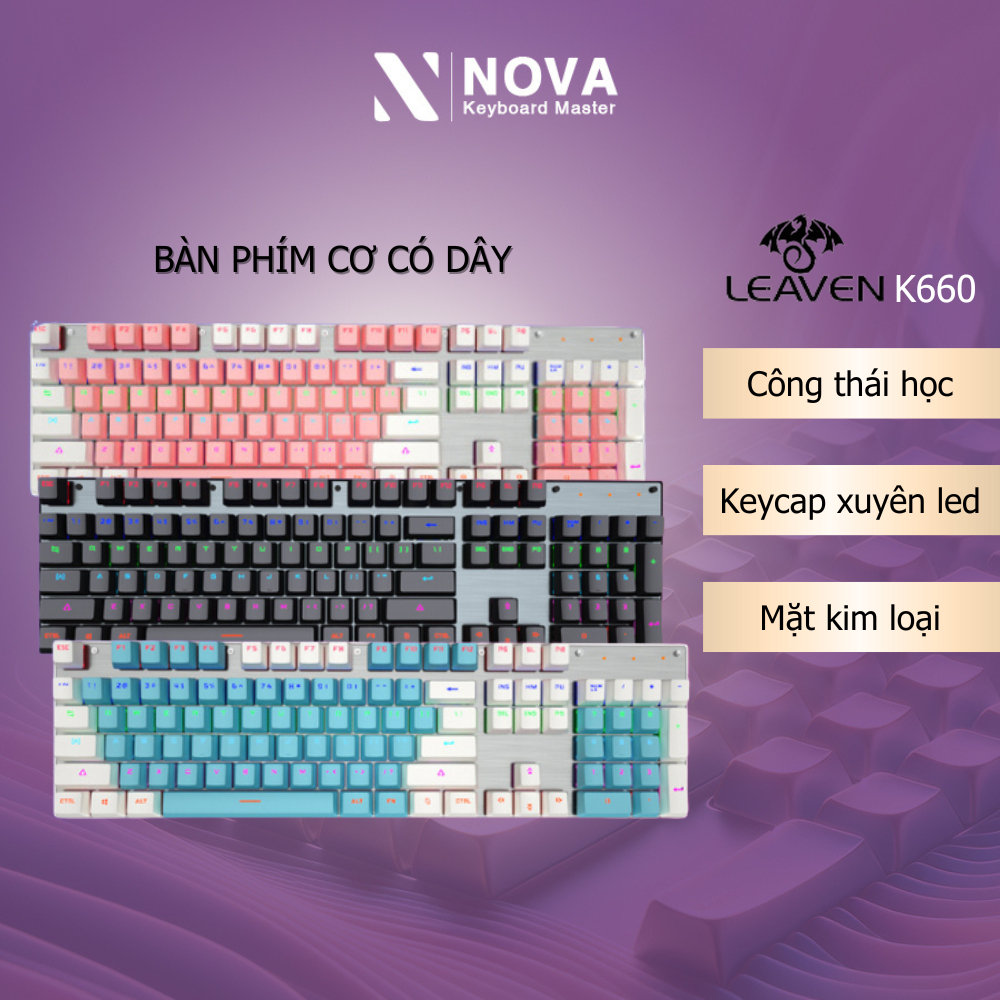 Bàn phím máy tính rgb led K660 LEAVEN Giao hàng 24 giờ bàn phím cơ | Shopee Việt Nam