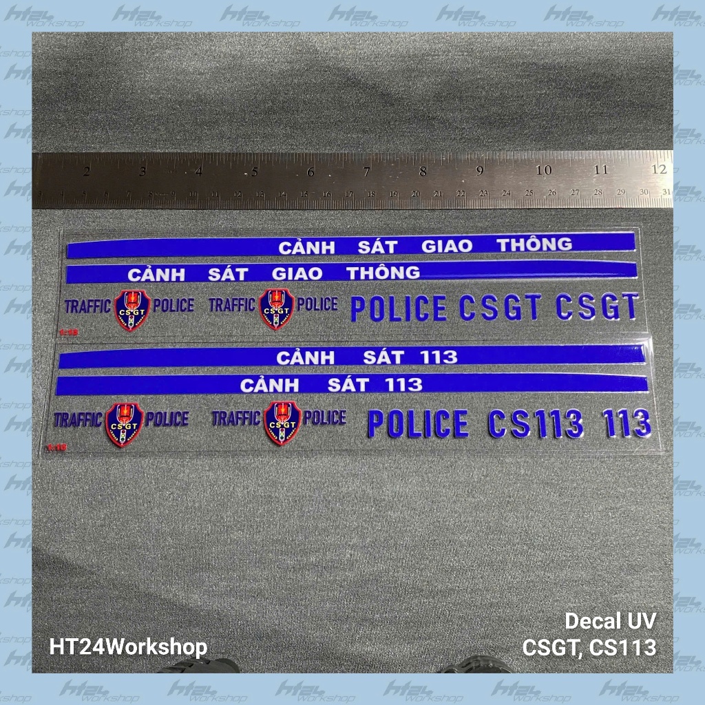 HT24workshop - Decal UV Cảnh Sát Giao Thông -CSGT, Cảnh sát 113 -CS113 cho xe mô hình tỉ lệ 1:18 ...