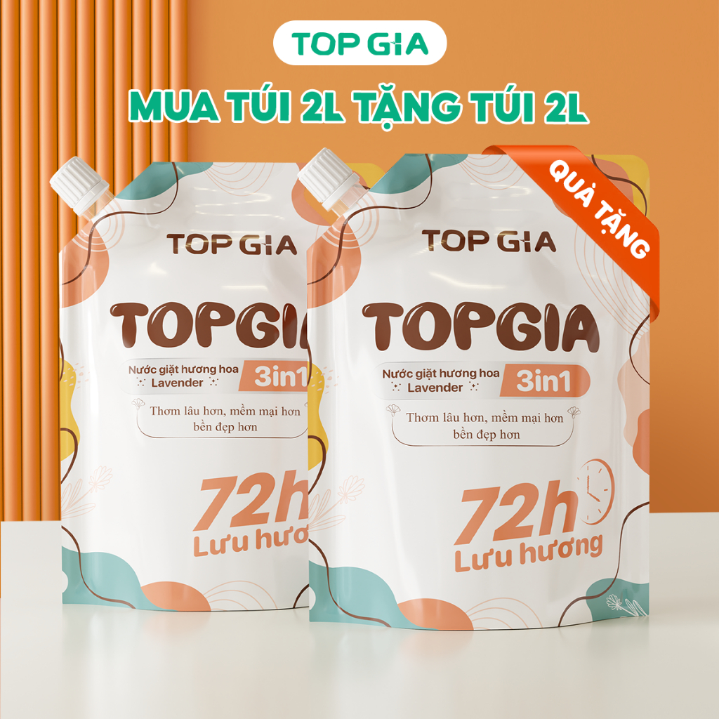 [MUA 1 TẶNG 1] Nước Giặt TopGia 3in1 Hương Lavender Dịu Nhẹ, Làm Sạch ...