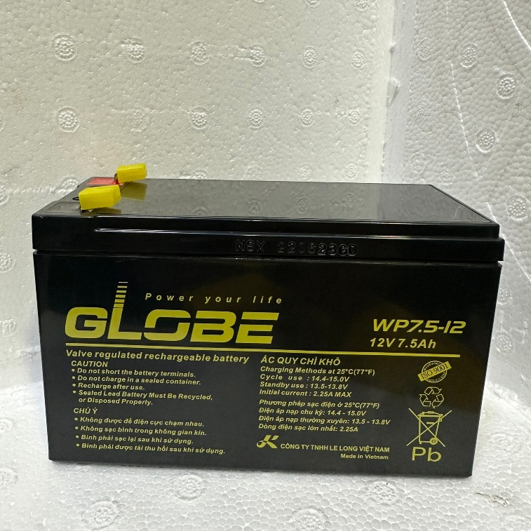 Bình lưu điện cho UPS GLOBE 12V - 7.5Ah WP7.5-12 | Shopee Việt Nam