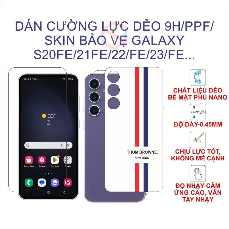 (GALAXY S 24FE/ 23FE/ 22FE/ 21FE/ 20FE...) Dán cường lực dẻo 9H/PPF ...