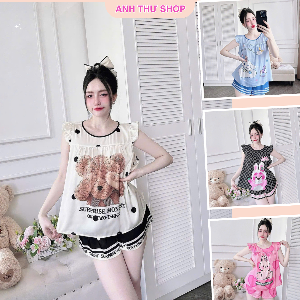 Bộ Đồ Ngủ Nữ Đùi Lụa LATIN ,Tay Cánh Tiên Form Rộng Thoải Mái Mặc Bốn ...