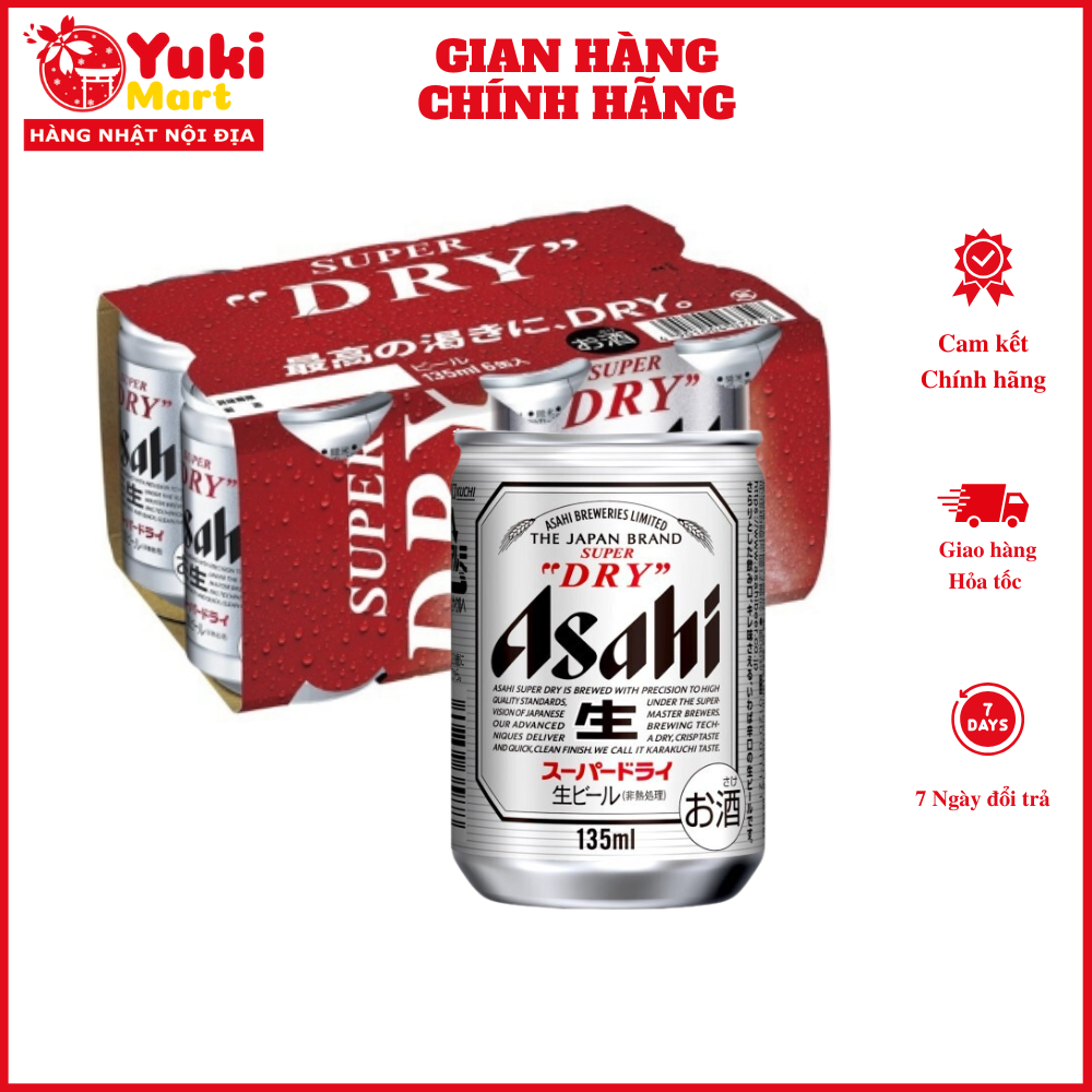 Lốc 6 lon bia Asahi Super Dry 135ml, 350ml nội địa Nhật Bản | Shopee Việt Nam