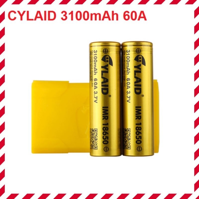 Pin Sạc: 1 Hộp 2 Viên :Pin CYLAID Vàng 18650 - 60A Dung lượng 3100mAh ...
