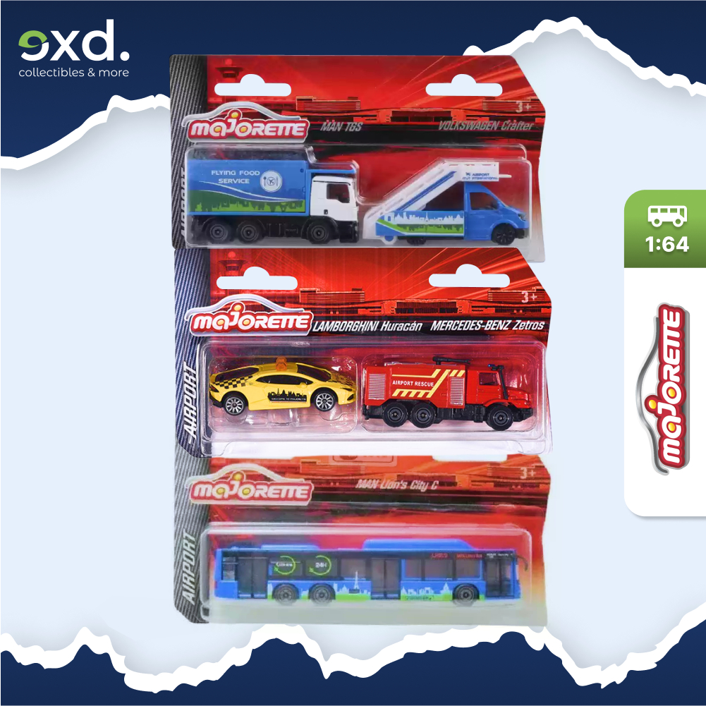 MAJORETTE 1:64 Airport | Huracan Zetros Bus MAN TGS VW Crafter Diecast ...