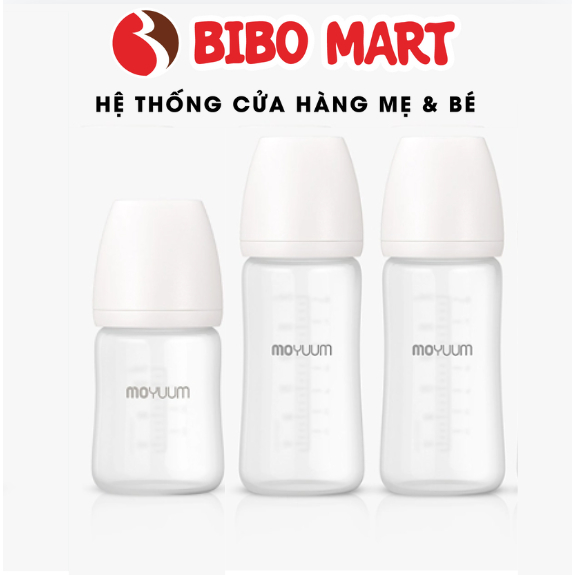 Bình sữa thủy tinh tráng silicon Moyuum Premium - 150ml-l/ 240ml Hàn Quốc - Chính hãng- Kèm núm ...