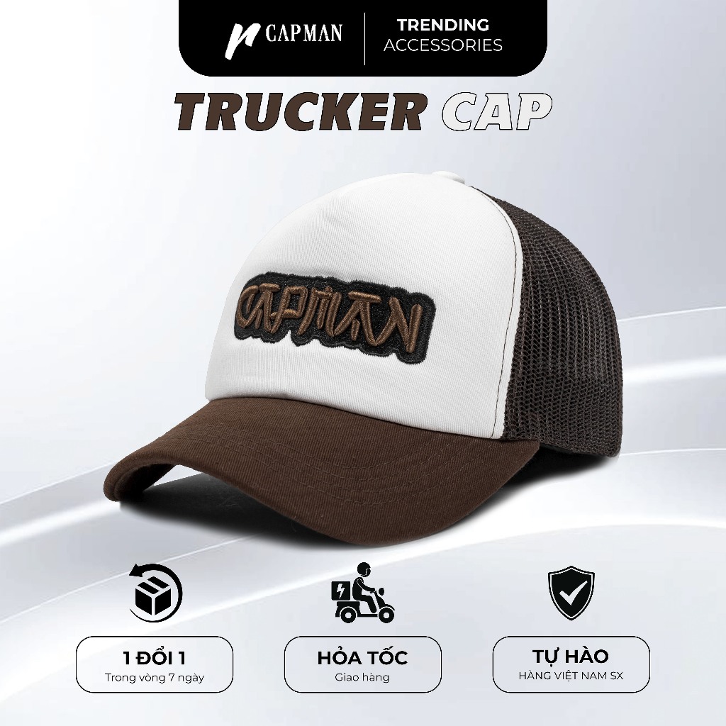 Mũ/Nón Lưỡi Trai Reckless Capman - Trucker Cap - Unisex - Màu Trắng Nâu ...