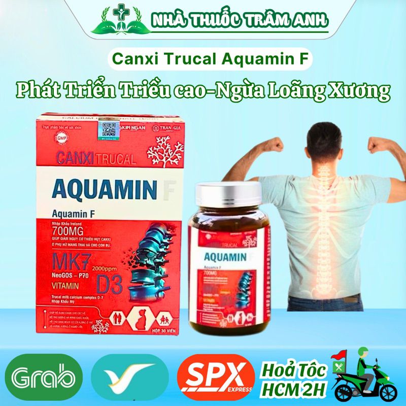 [COMBO 2 HỘP] Viên uống canxi trucal aquamin mk7- hỗ trợ tăng chiều cao ...