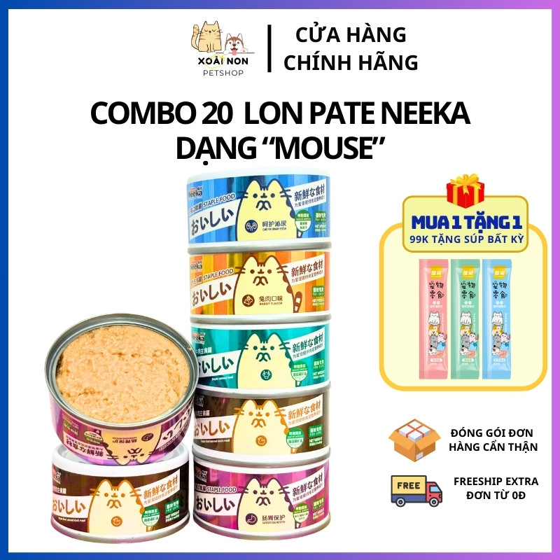 COMBO 20 LON Pate Neeka Dinh Dưỡng Cao Thơm Ngon Hấp Dẫn Nhiều Vị Dành Cho Mèo Mọi Lứa Tuổi 80g ...