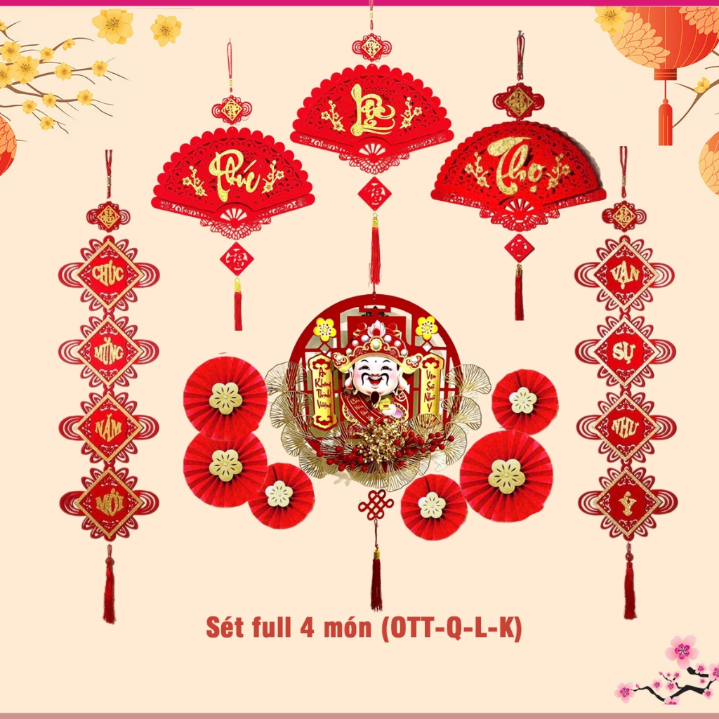 Sét trang tí tết , decor trang trí treo tường TẾT 2025 Ông thần tài có ...