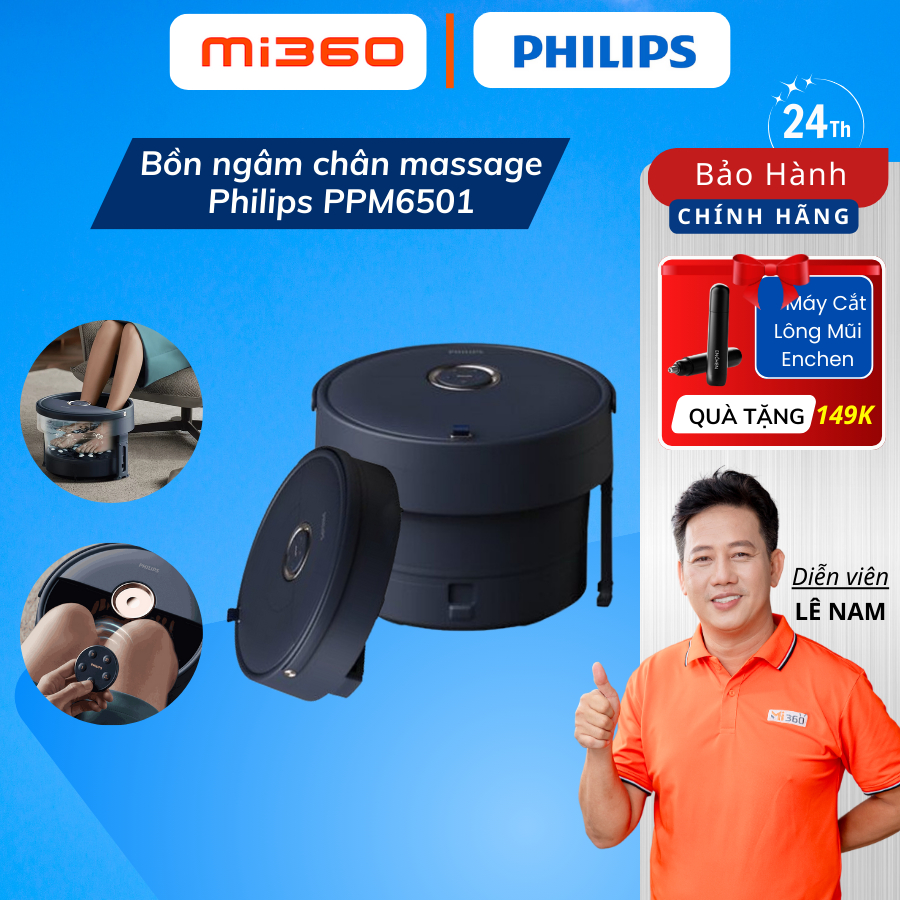 [Mã SPHACL11 giảm 6% đơn 1TR2] Bồn Ngâm Chân Massage PHILIPS 6501 - Mát xa con lăn - Làm nóng ...