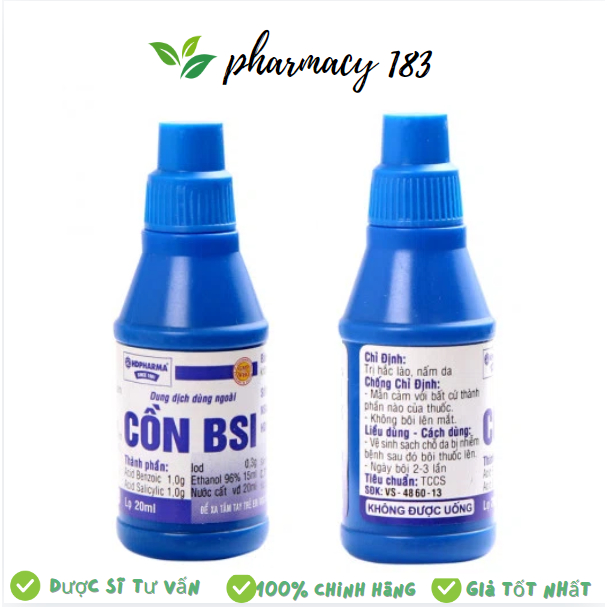 Cồn BSI Hải Dương hắc lào, nấm da (chai 20ml) | Shopee Việt Nam