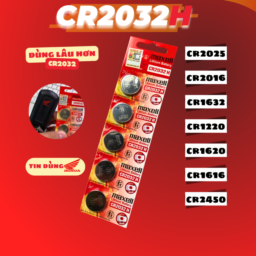 Pin Maxell CR2032 / CR2025 / CR2016 / CR1632 / CR1220 / CR1620 / CR1616 / CR2450 Pin 3V Chính ...
