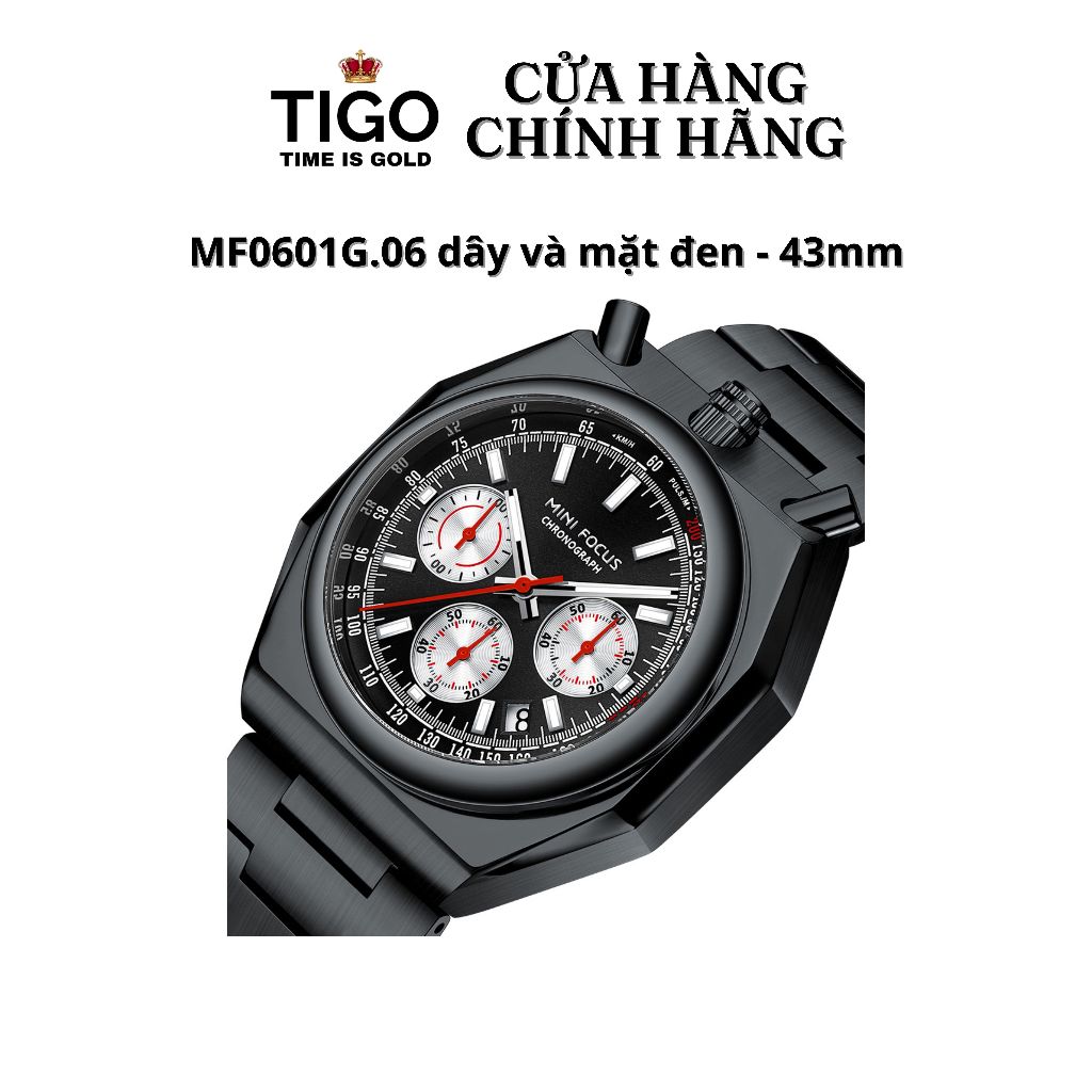 Đồng Hồ Nam MINI FOCUS MF0601G.06 Dây Thép Đeng Mặt Đen Thép Không Gỉ Mặt Tròn 43mm | Shopee ...