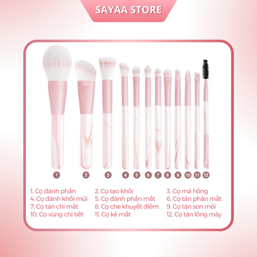 Set 12 Cọ Trang Điểm Sayaa Lông Mềm Cao Cấp, Phụ Kiện Trang Điểm Sayaa ...