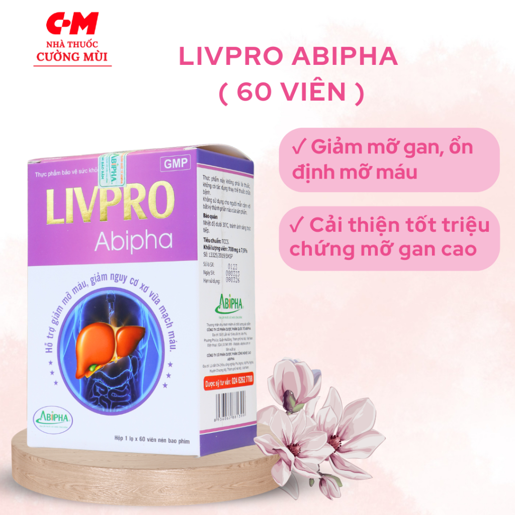 Viên Uống hỗ trợ giảm mỡ máu Livpro Abipha (60 Viên), Hỗ trợ giảm mỡ ...