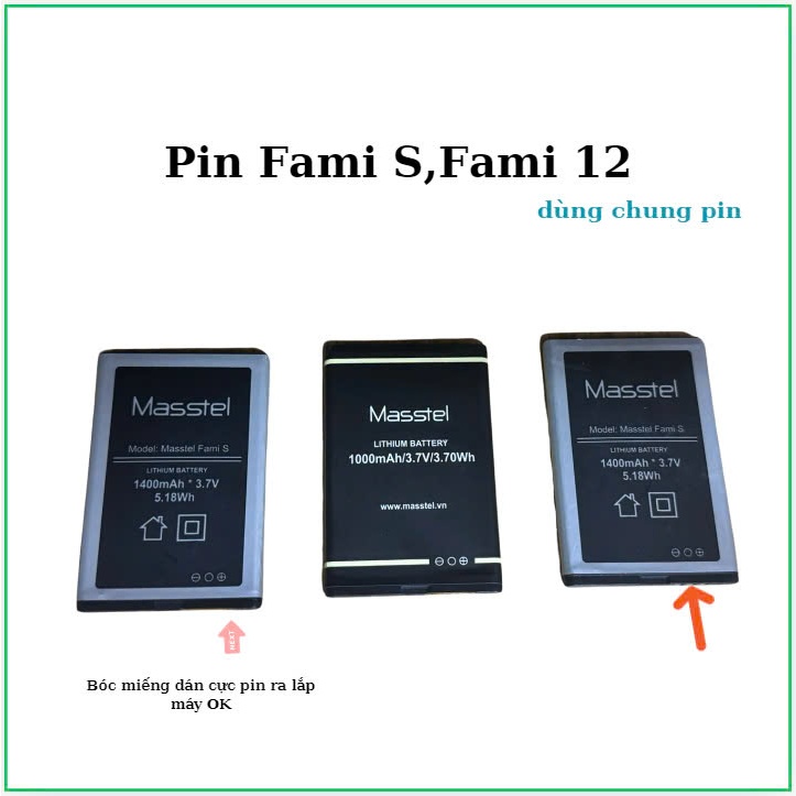 Pin Masstel Fami s,Fami 12 ,dùng chung | Shopee Việt Nam