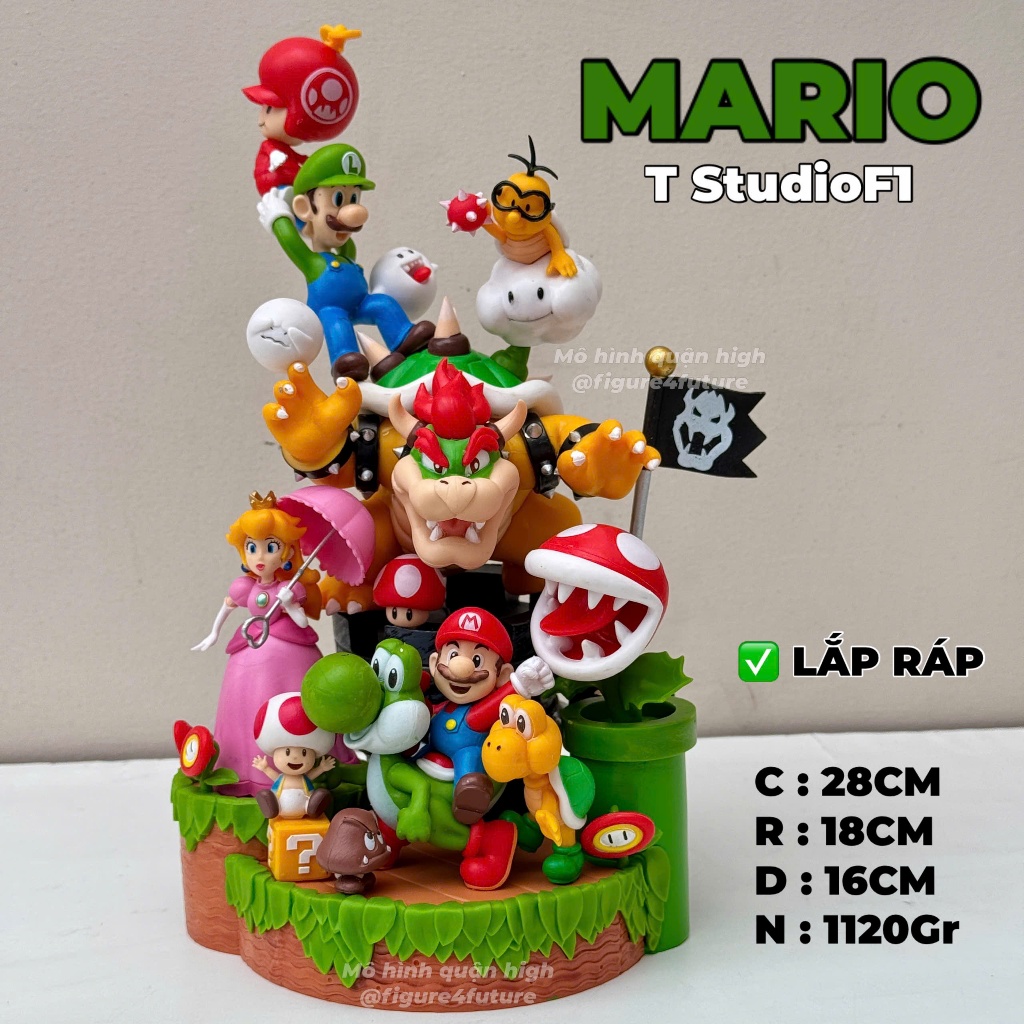 Mô hình Super Mario cao 28cm T StudioF1 - Mô hình Mario nintendo lắp ...
