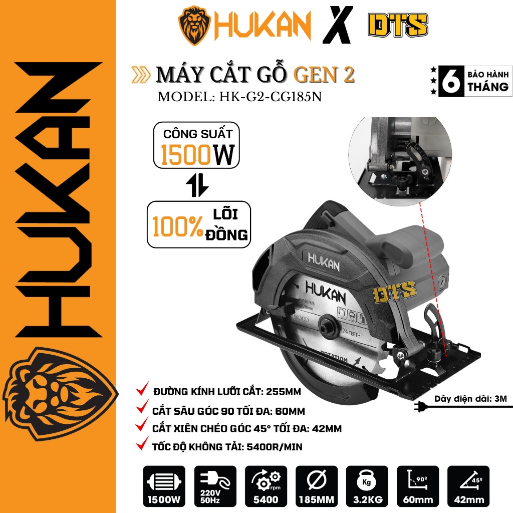 Máy cắt gỗ cầm tay điện, cưa đa góc HUKAN HK-G2-CG185N | Công suất ...