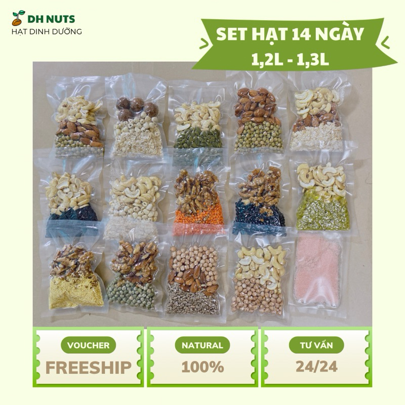 [SET MIX HẠT LÀM SỮA 14 NGÀY, gồm 14 túi, Mỗi túi 90g-105g, nấu 1200ml sữa] - ĐA DẠNG, TIỆN LỢI ...