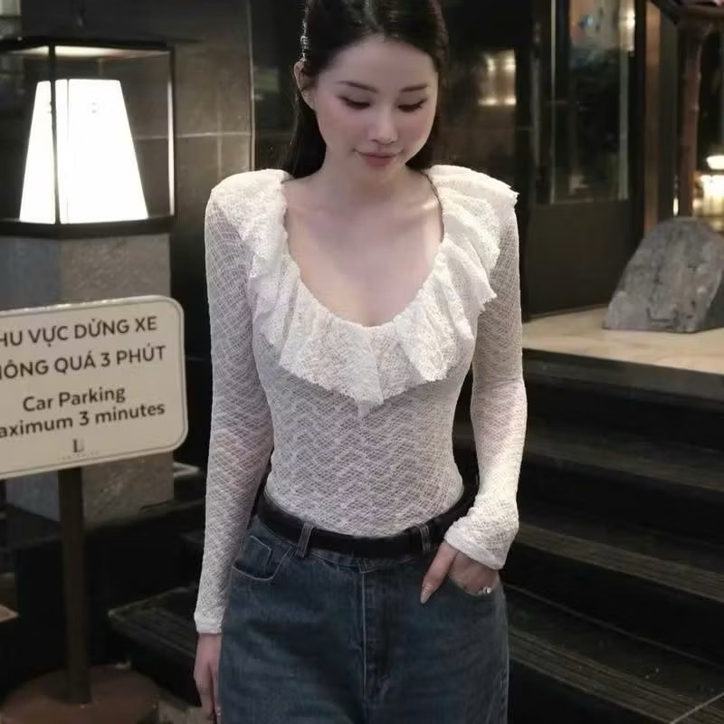 [ BÈO BÉO BIGSIZE ] ÁO REN TAY DÀI CỔ BÈO FORM 60-90KG | Shopee Việt Nam