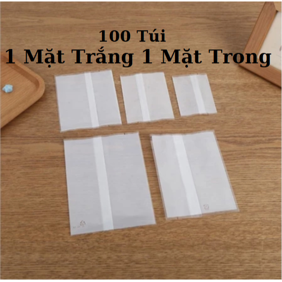 Túi hàn miệng đựng bánh kẹo 1 Mặt Trong 1 Mặt Trắng, 100 túi/ set ...