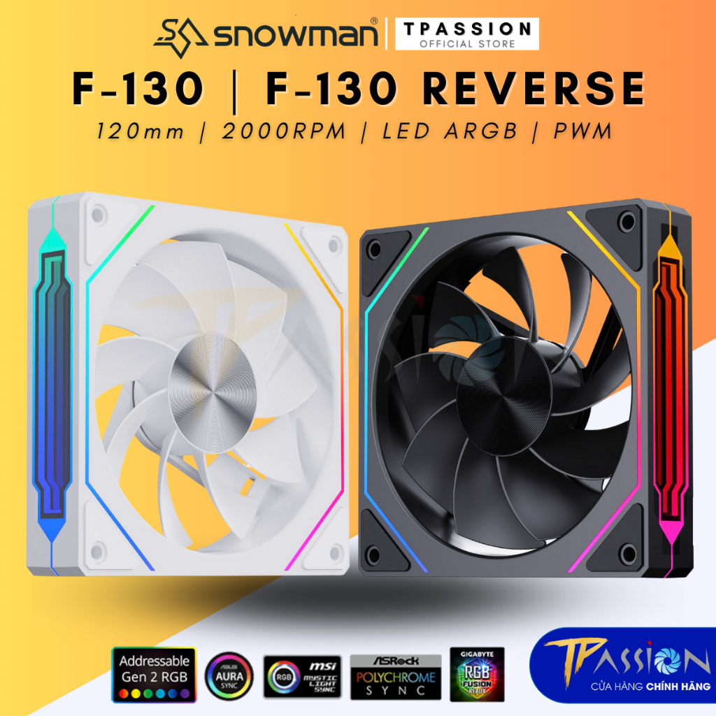 Quạt Fan case 12cm SNOWMAN F - 130 LED ARGB / Reverse - Chính hãng, tản nhiệt vô cực Jungle ...
