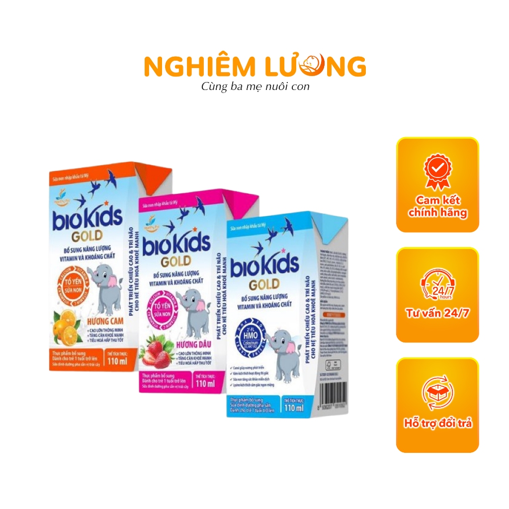 Thùng 48 Hộp Sữa Pha Sẵn Biokids 110ml Đủ Vị Dâu, Cam | Nghiêm Lương ...