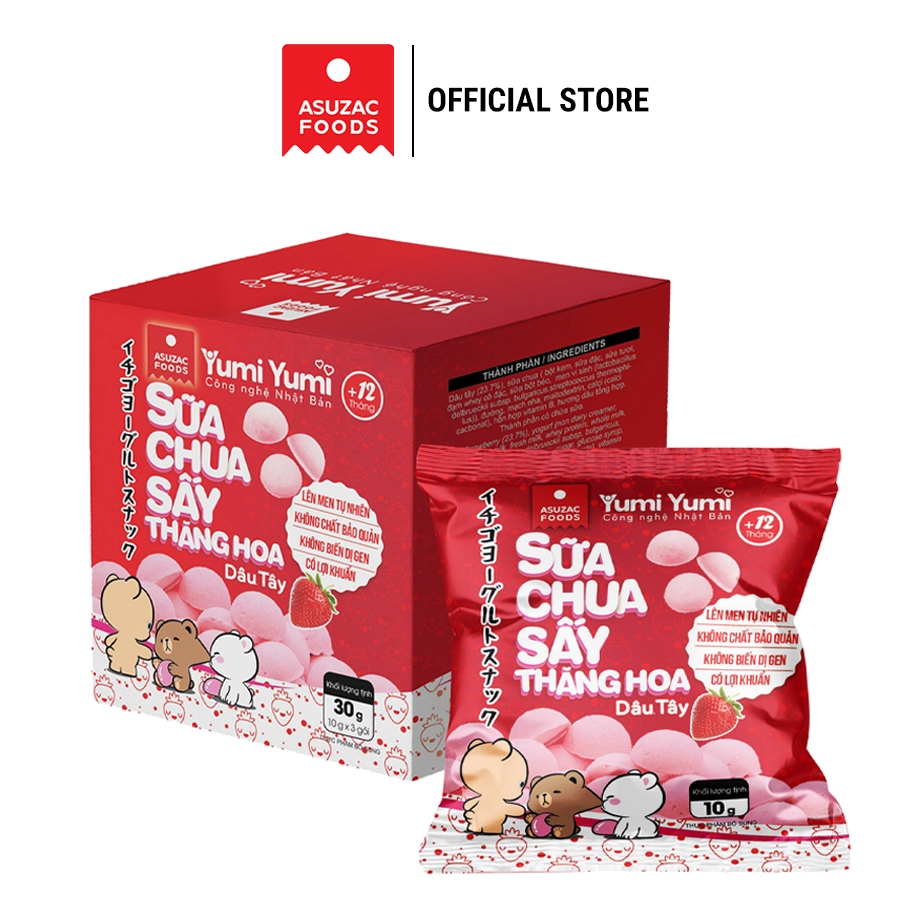 Sữa chua sấy thăng hoa DÂU TÂY Yumi Yumi Asuzac hộp 30g (10g x 3 gói) - Sữa chua cho bé 1 tuổi ...