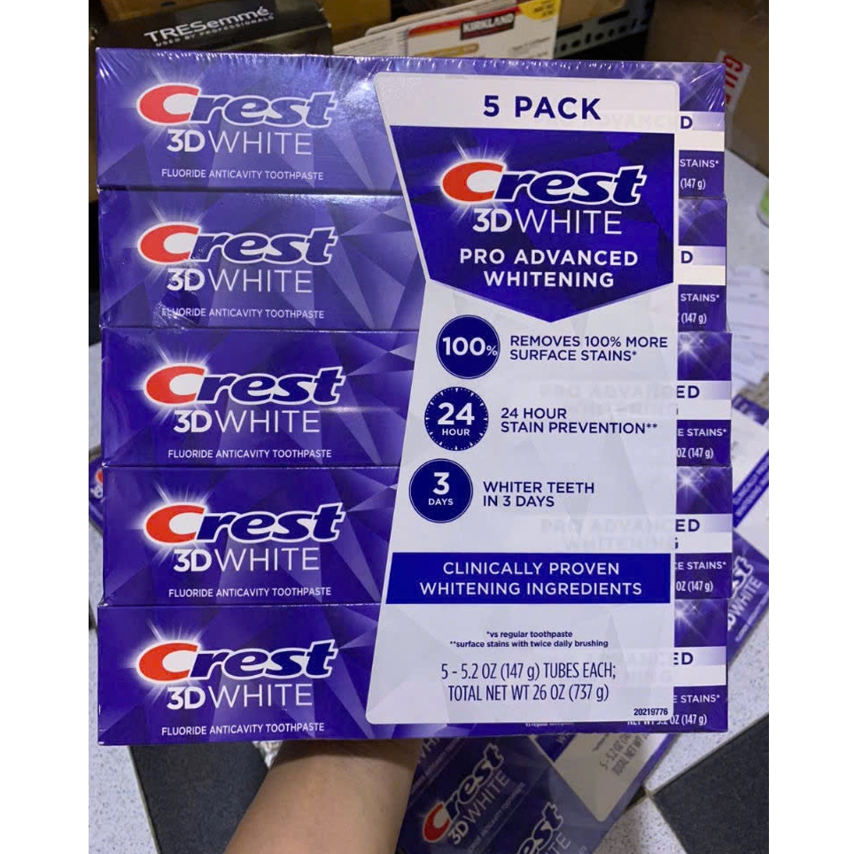 [Mẫu mới date 2027] tuýp Kem đánh răng Crest 3D 147g White Advanced Triple Whitening tuýp 147g ...