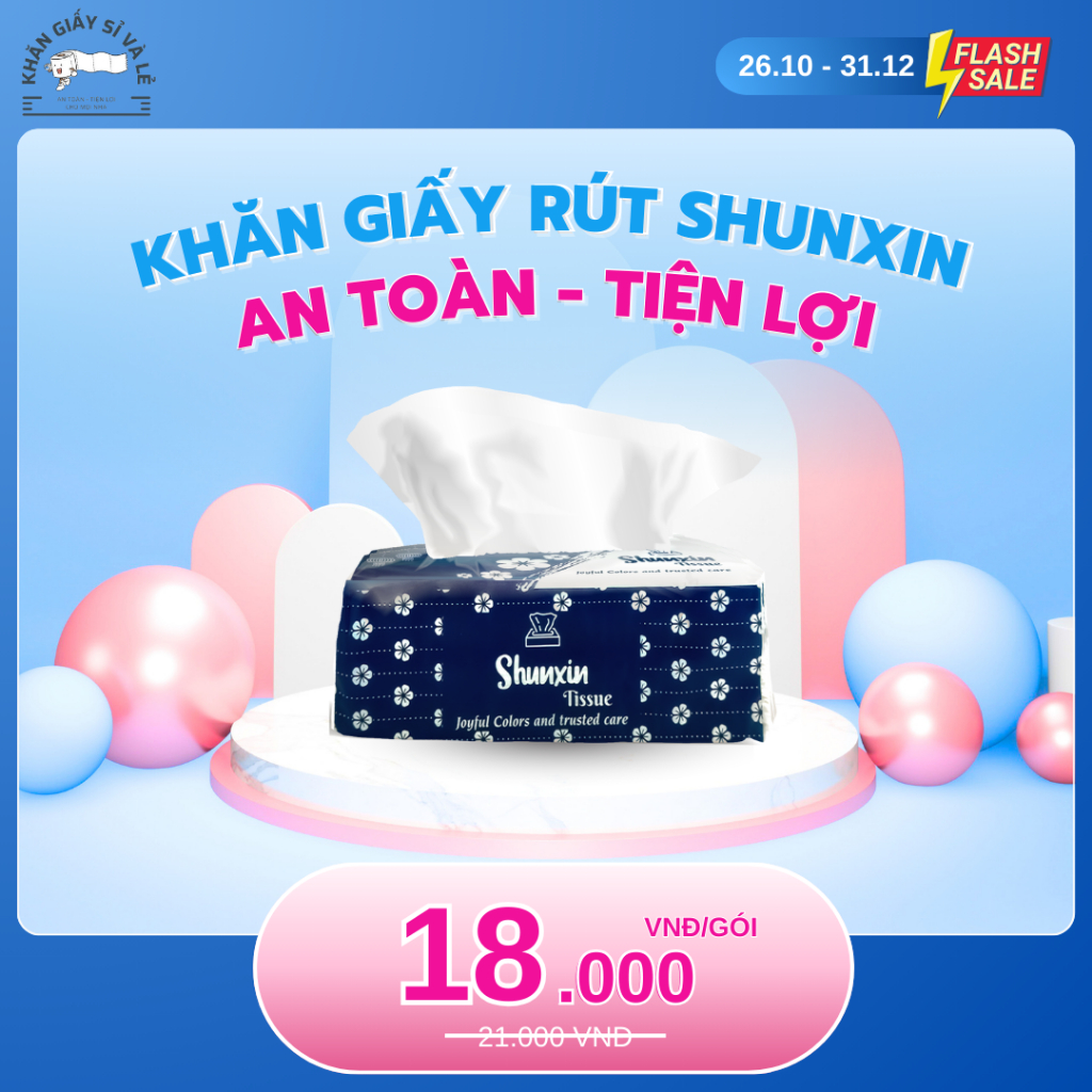 Khăn Giấy Rút Shunxin Cao Cấp – Màu Xanh 4 Lớp, 100 Tờ, Không Hóa Chất ...