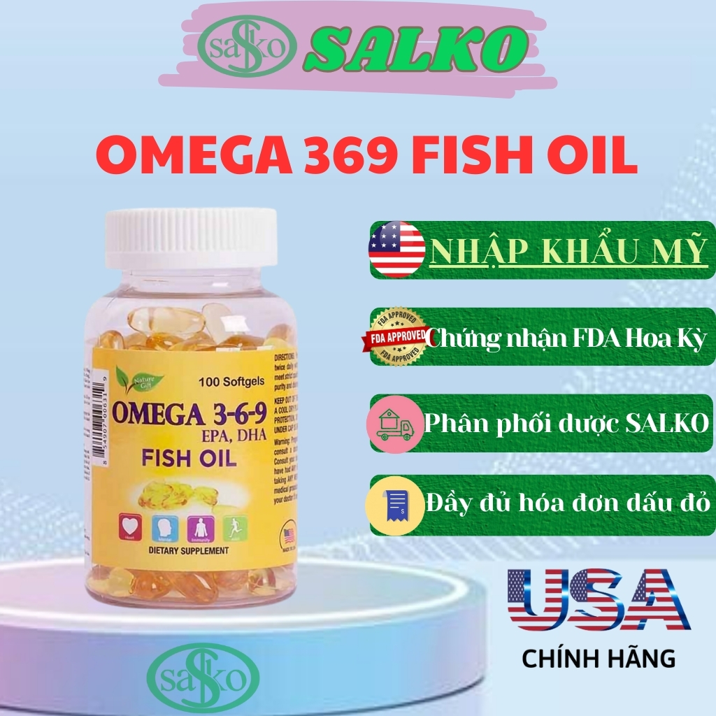 Omega 369 Fish Oil, (Chính hãng Mỹ), viên uống giúp bổ mắt, bổ tim mạch ...
