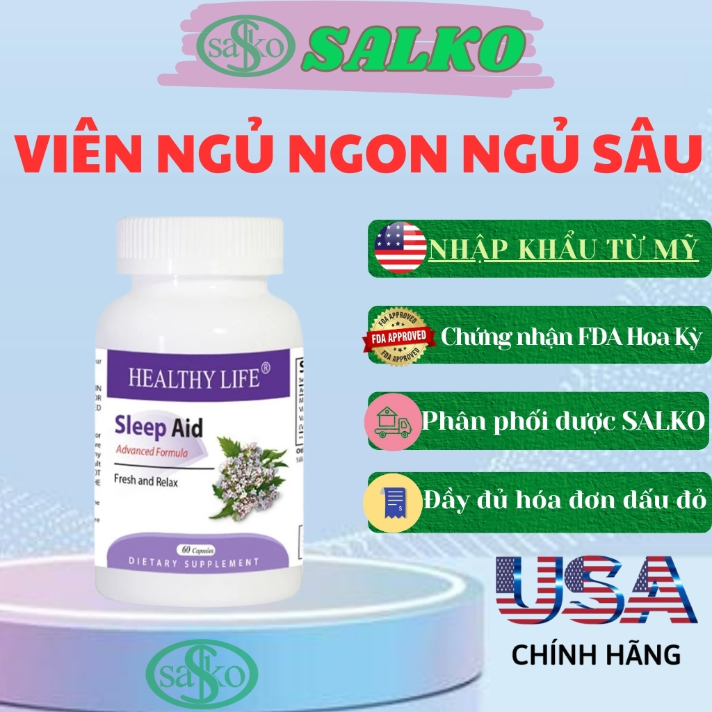 Ngủ ngon HEALTHY LIFE Sleep Aid, chính hãng Mỹ, viên uống giúp ngủ sâu ...
