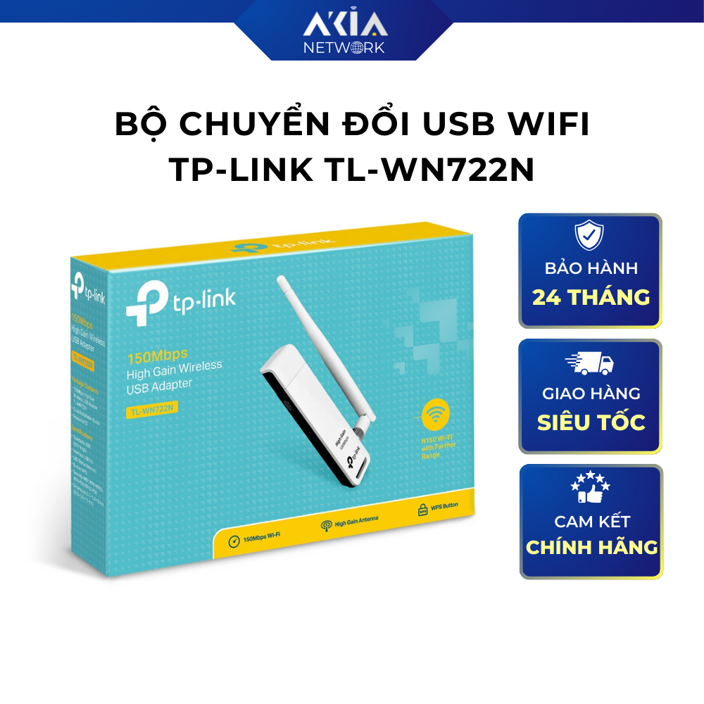 Bộ chuyển đổi USB Wifi TP-Link TL-WN722N Chuẩn N 150Mbps, hỗ trợ ...