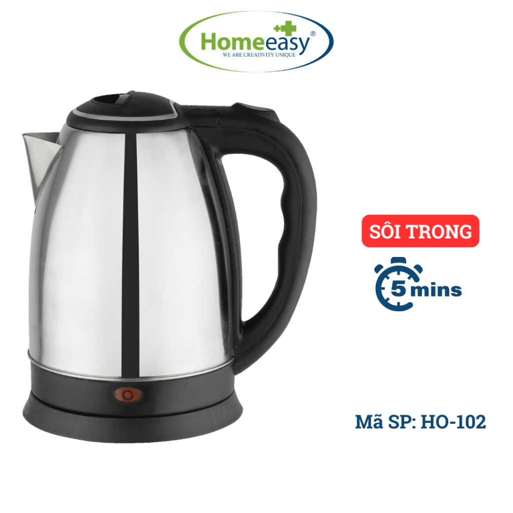 Ấm Điện Siêu Tốc Homeeasy HO- 102 - 1500W, Thể Tích 1.8L, Inox Dày Cao ...