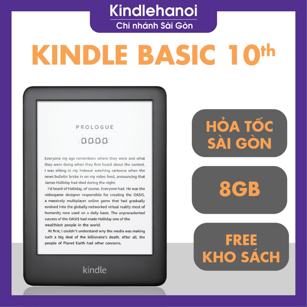 Máy đọc sách Kindle Basic 10th - có đèn nền đọc trong bóng tối BẢO HÀNH ...