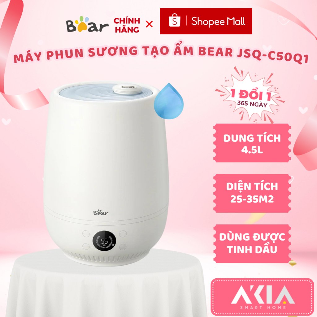 Máy phun sương tạo độ ẩm BEAR JSQ-C50Q1 4.5L, kèm remote điều khiển, chạm cảm ứng, BH 18 tháng ...