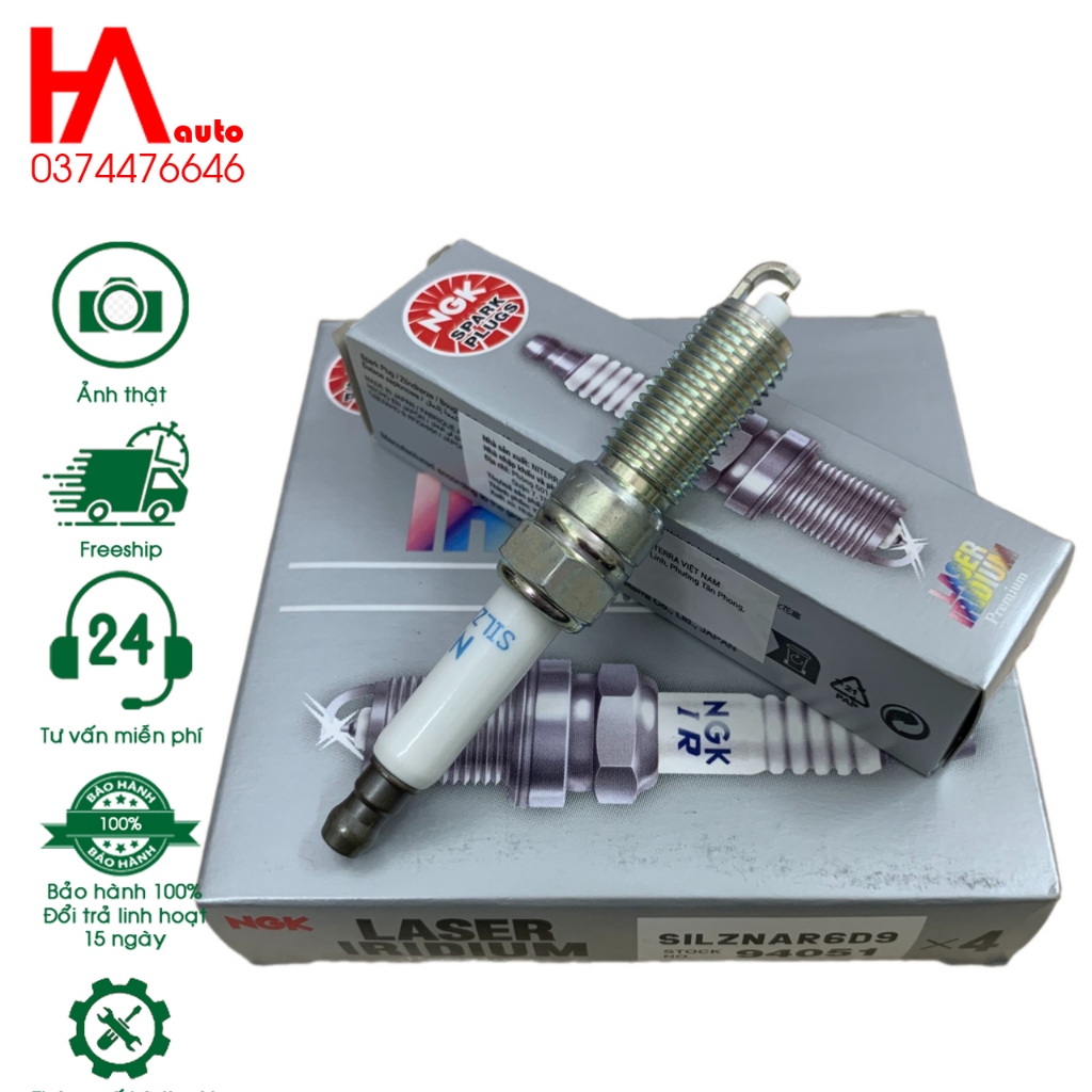 Bộ 4 Bugi NGK Laser Iridium Giắc 14 - Ren 12 - Dài 25 (sứ thẳng - chân côn) - dùng cho Vinfast ...