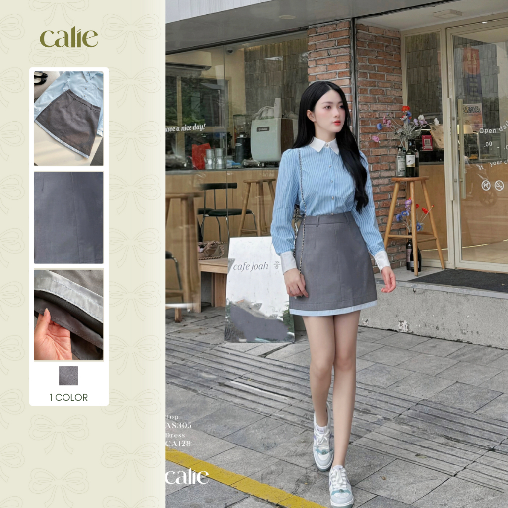 Áo sơ mi phối cổ đức thương hiệu Calie House AS305 CA128 | Shopee Việt Nam