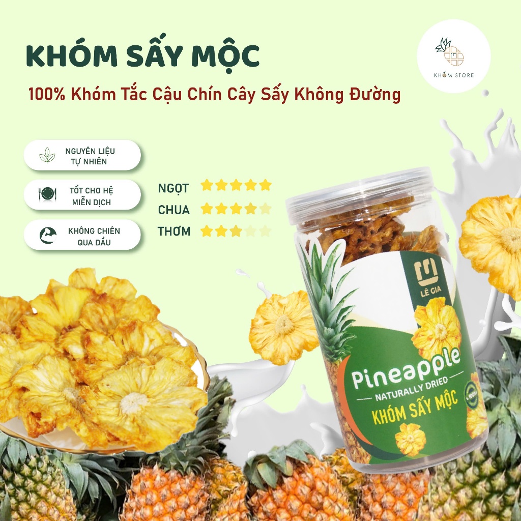 Khóm sấy mộc organic Khóm Store hũ 100g 200g x thơm sấy x dứa sấy ...