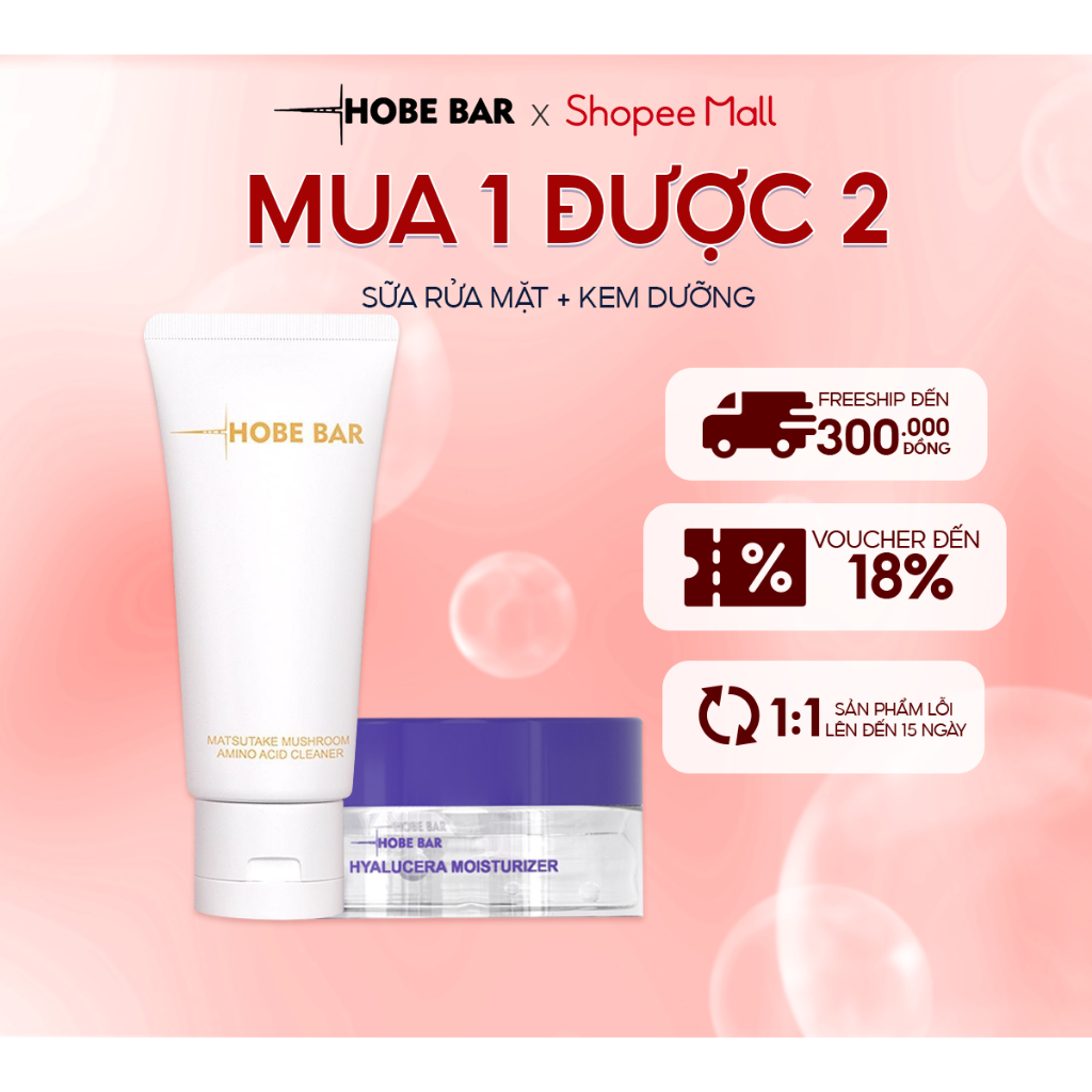Combo Sữa Rửa Mặt + Kem Dưỡng Ẩm Dưỡng Sáng Da HOBEBAR Kiểm Soát Dầu Và ...