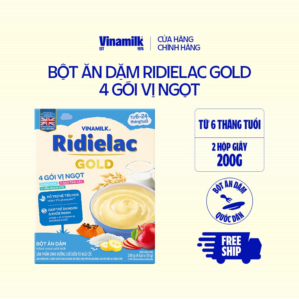 Combo 2 hộp Bột Ăn Dặm 4 gói vị ngọt Ridielac Gold - Hộp 4 gói 50g ...