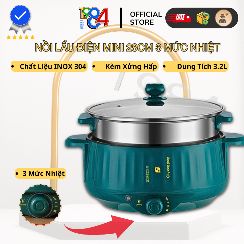 Nồi Lẩu Điện 28cm Shanban 2 Tầng Kèm Xửng Hấp Inox Dung Tích 3.5L Đa ...